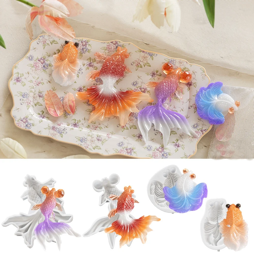DIY-Crystal-Epoxy-Resin-Mold-Goldfish-Casting-Mould-Three-Dimensional ...