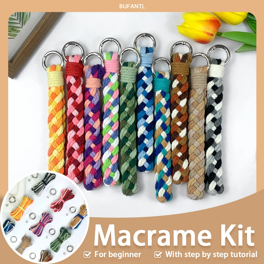 1-set-diy-key-chain-macrame-kit-with-tutorial-for-beginnerPhone-Lanyard ...