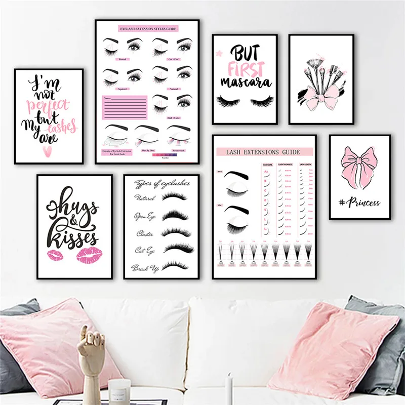 Eyelash-Extension-Guide-Poster-Prints-Lash-Canvas-Painting-Lady-Makeup ...