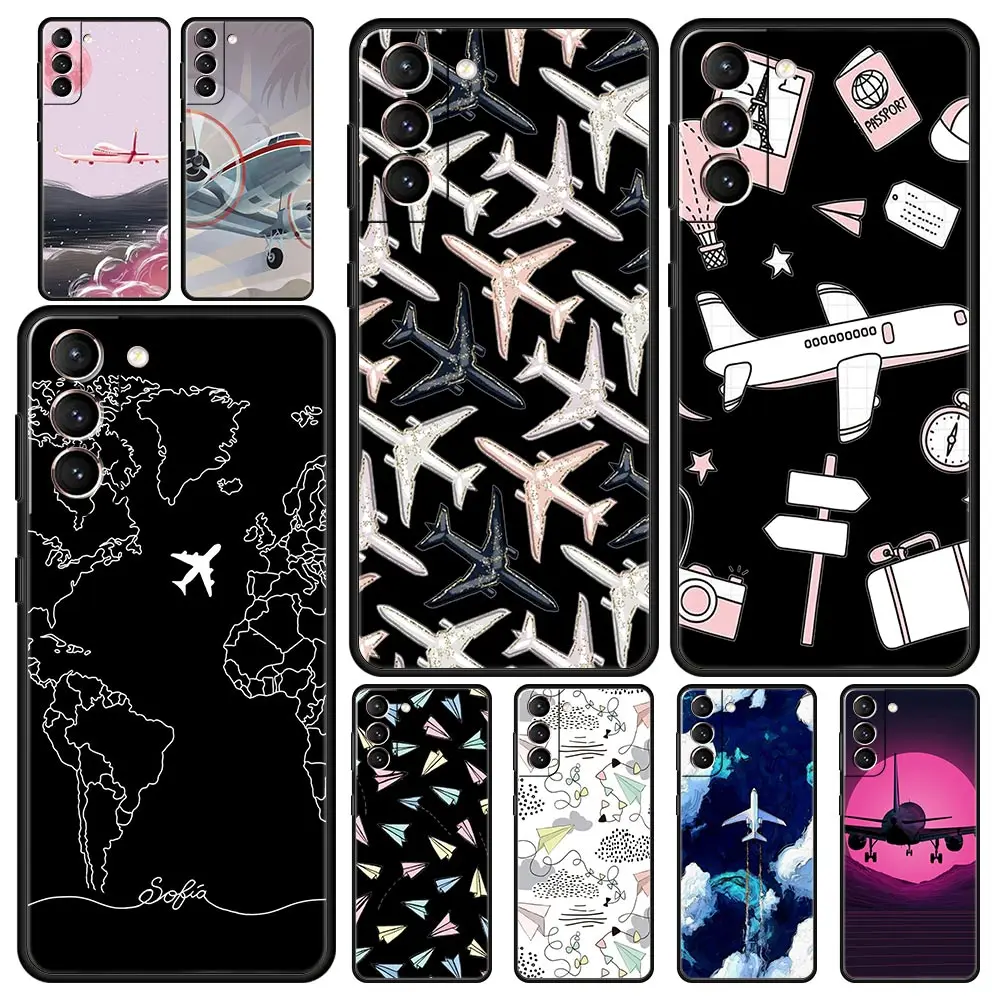 Airplane-World-Map-Travel-For-Samsung-Galaxy-S23-S22-S21-S20-FE-Ultra ...