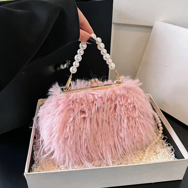 Fashion-Women-s-Plush-Handbags-Pearls-Top-Handle-Evening-Party-Clutch ...