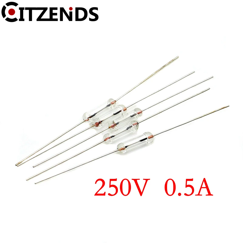 1000pcs/lot 3*10mm 0.5a 500ma Axial Fast Glass Fuse With Lead Wire 3x10mm 250v 0.5a For ...