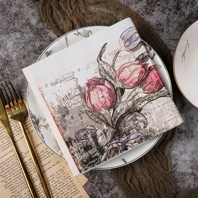20pcs-Pac-33cm-2-Ply-Vintage-European-Printed-Napkins-Colourful-Paper ...