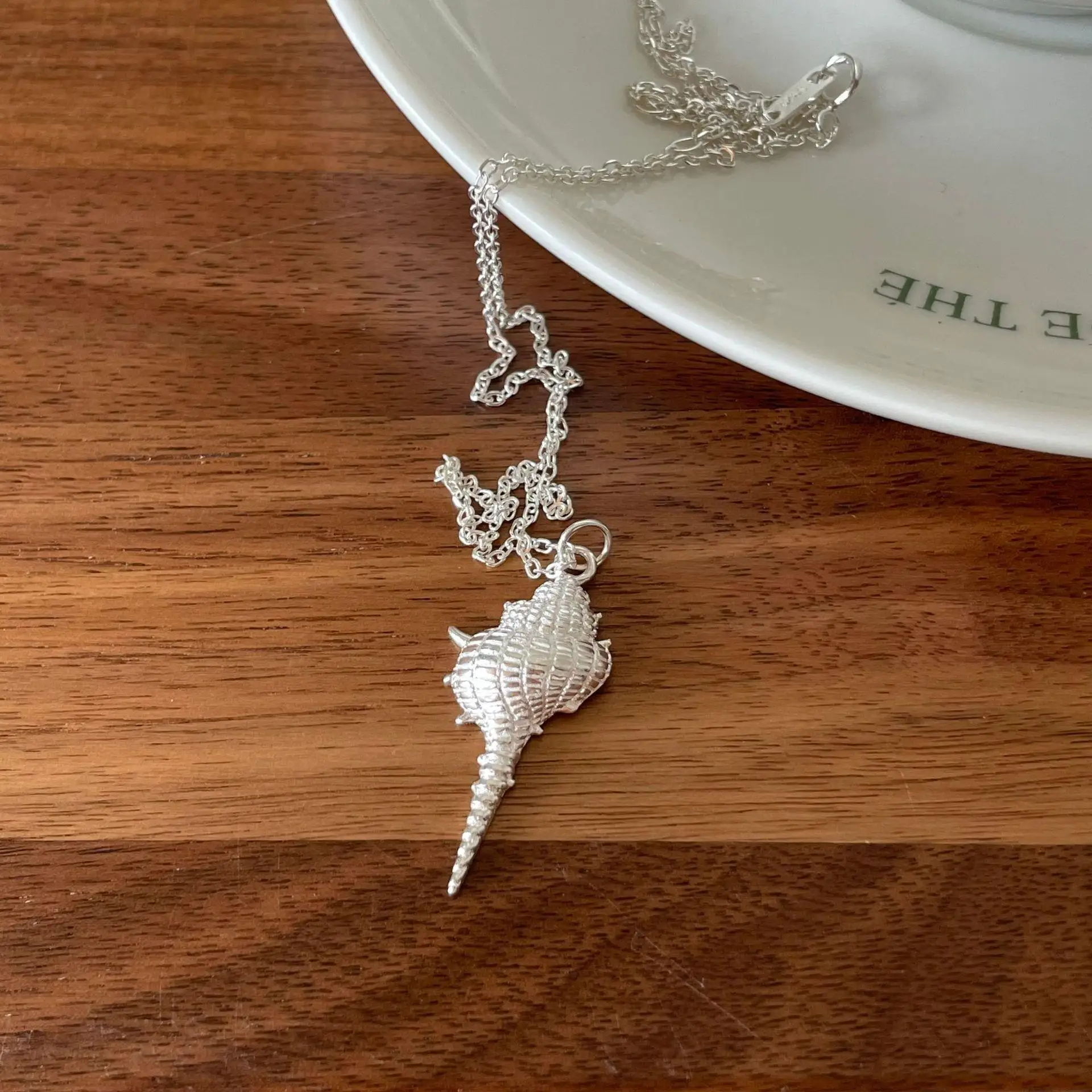 SHANICE-S925-Sterling-Silver-Boho-Conch-Necklace-Sea-Beach-Shell-Chain ...
