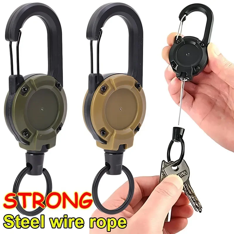 Retractable-Heavy-Duty-Pull-Reel-Carabiner-Key-Chains-Strong-Steel-Wire ...