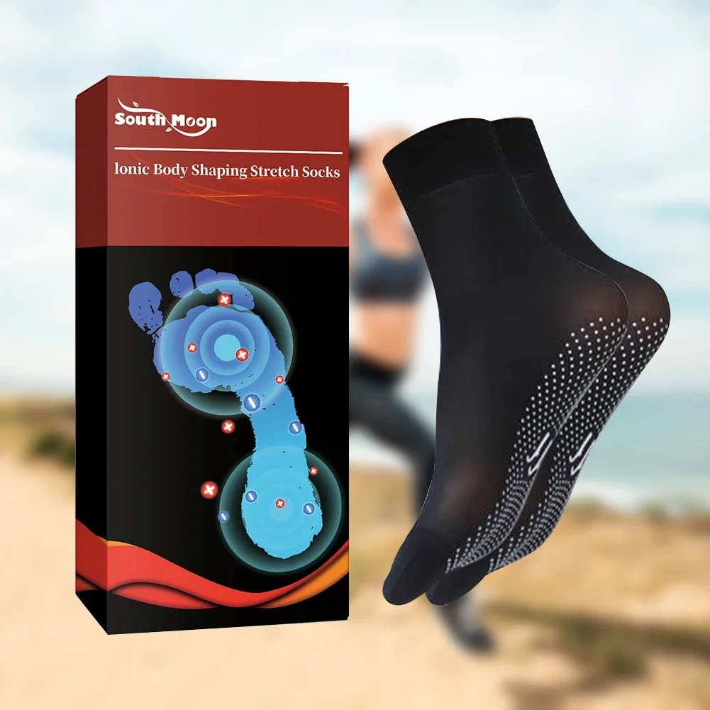 Tourmaline Ionic Body Shaping Stretch Socks Blood Circulation Massage ...