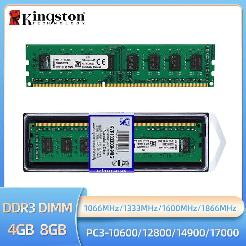 Kingston-módulo de memoria ram ddr3 para ordenador de escritorio, 4GB, 8Gb, 1066MHz, 1333MHZ ...