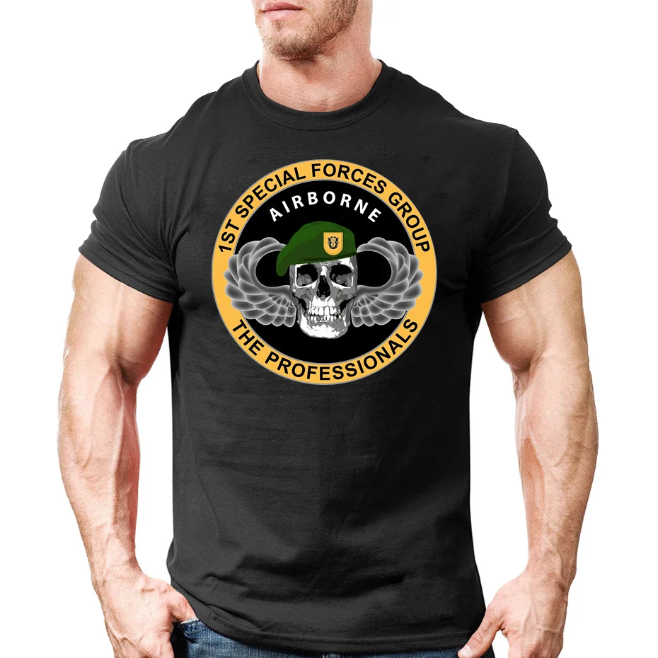 USA-1ST-Special-Forces-Group-Airborne-SFG-Skull-T-Shirt-Men-American ...