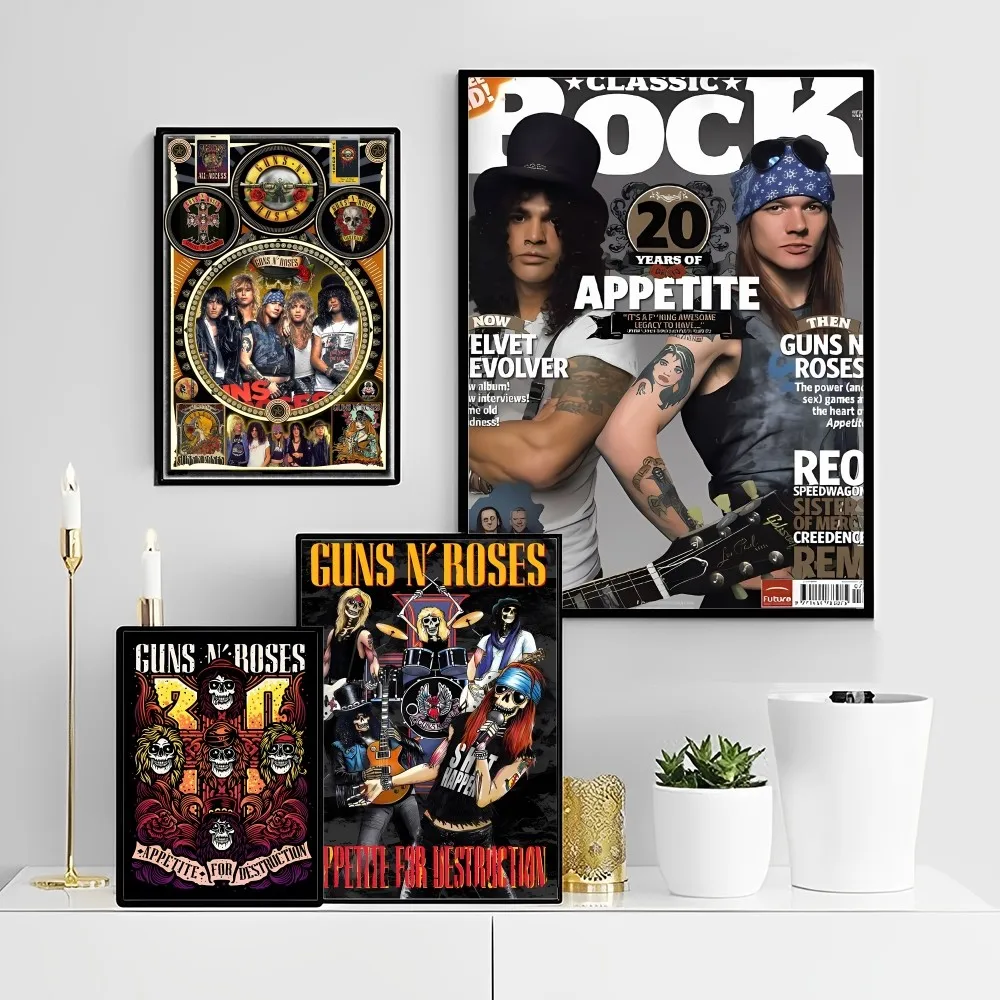 Vintage-Rock-Music-Band-G-Guns-N-Roses-Poster-Self-adhesive-Art-Poster ...