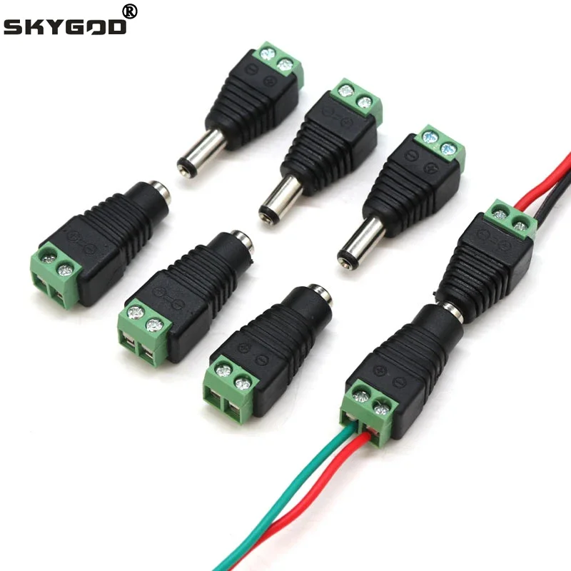 2-1x5-5MM-DC-Connector-Power-Jack-Plug-Adapter-12V-5A-Male-Female-Power ...