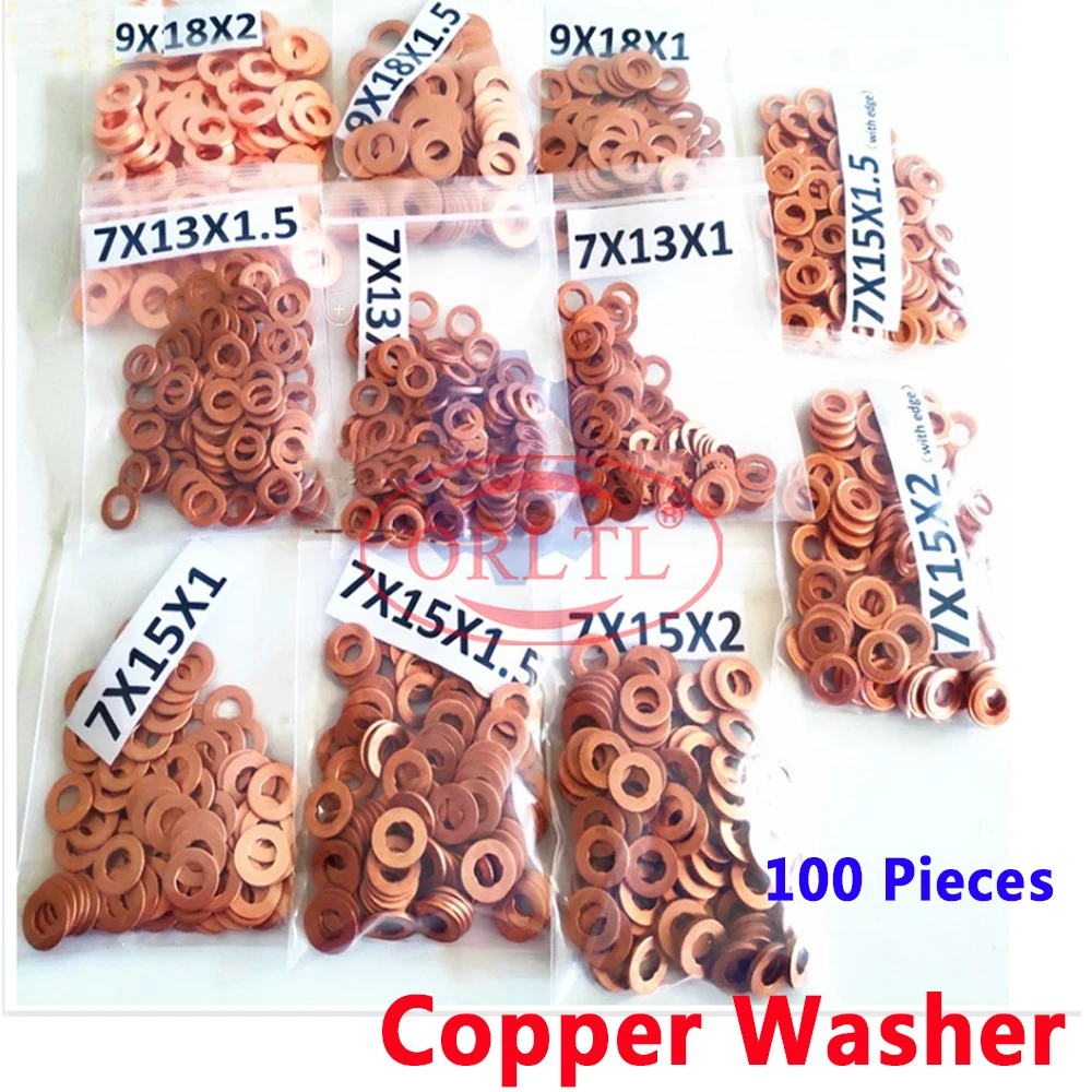ORLTL-100PCS-lot-Diesel-Oil-Fuel-Injector-Copper-Washers-F00VC17504 ...