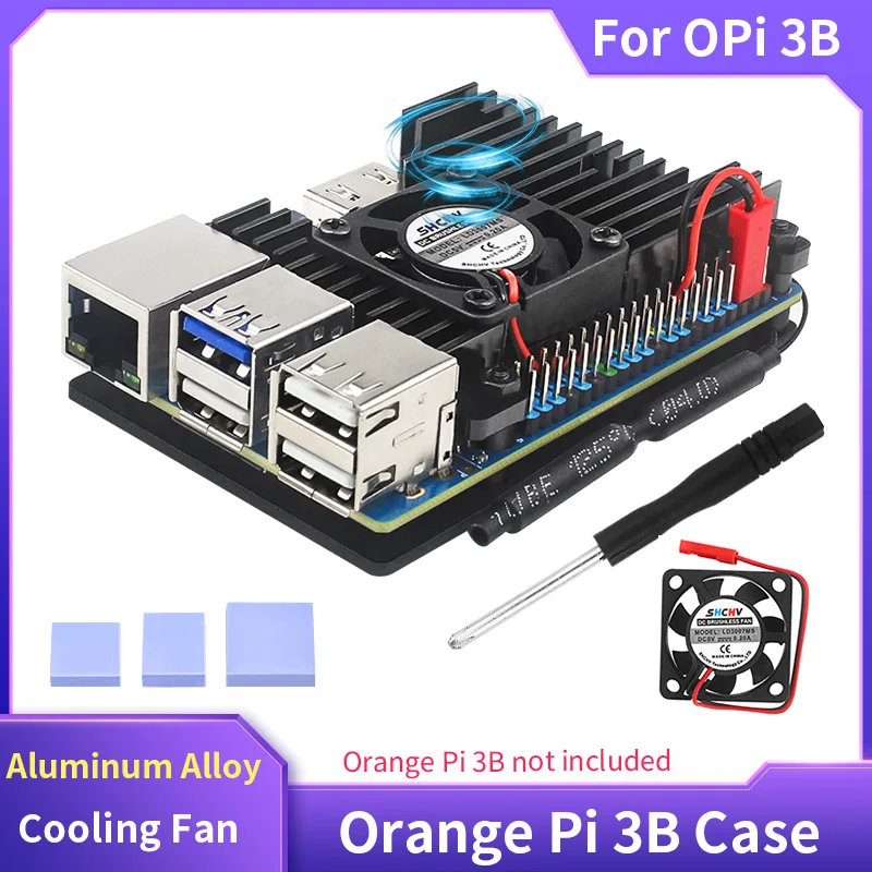 Orange Pi 3B Aluminum Case Metal Shell with Cooling Fan Silicone ...