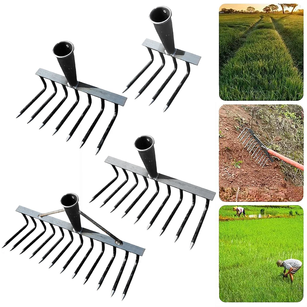 High-Carbon-Steel-Garden-Rake-Labour-Saving-4-7-9-12-Teeth-Gardening ...