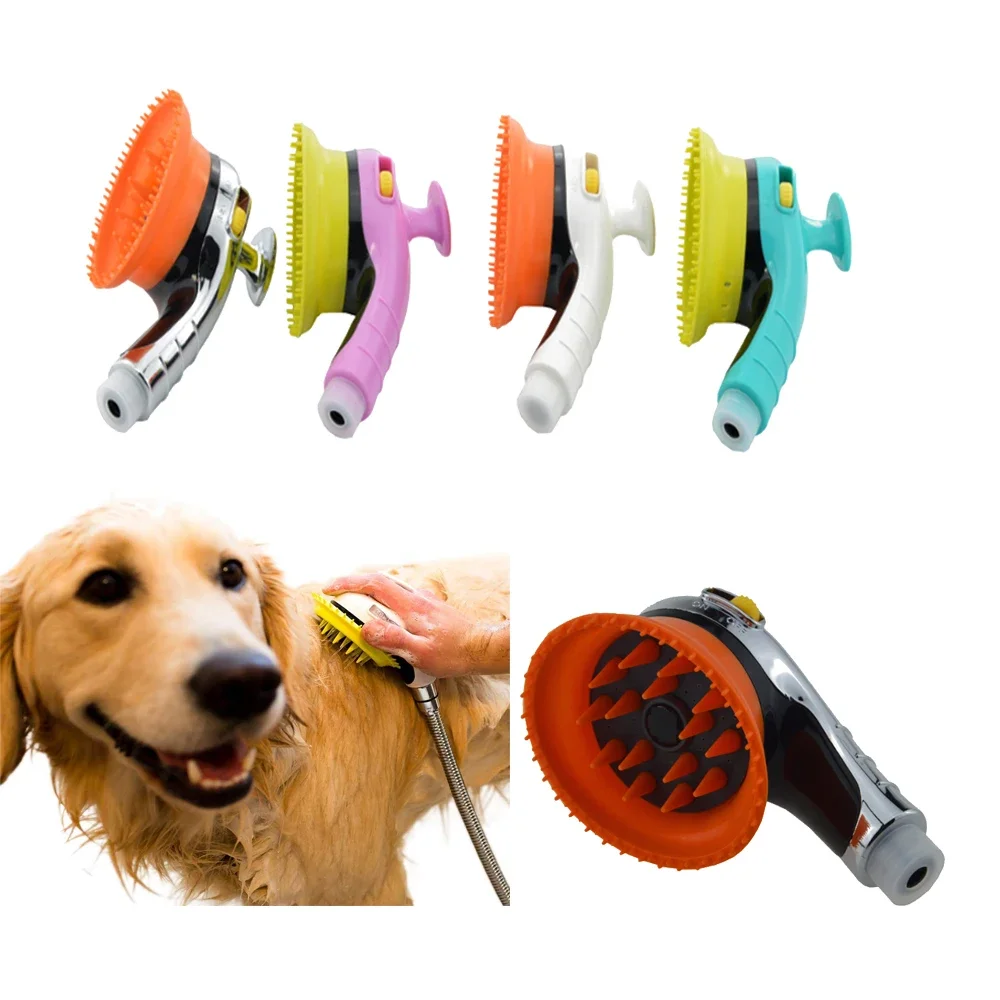 Dog Bath Wash Shower Head Pet Washing With Splash Shield Handle Rubber ...