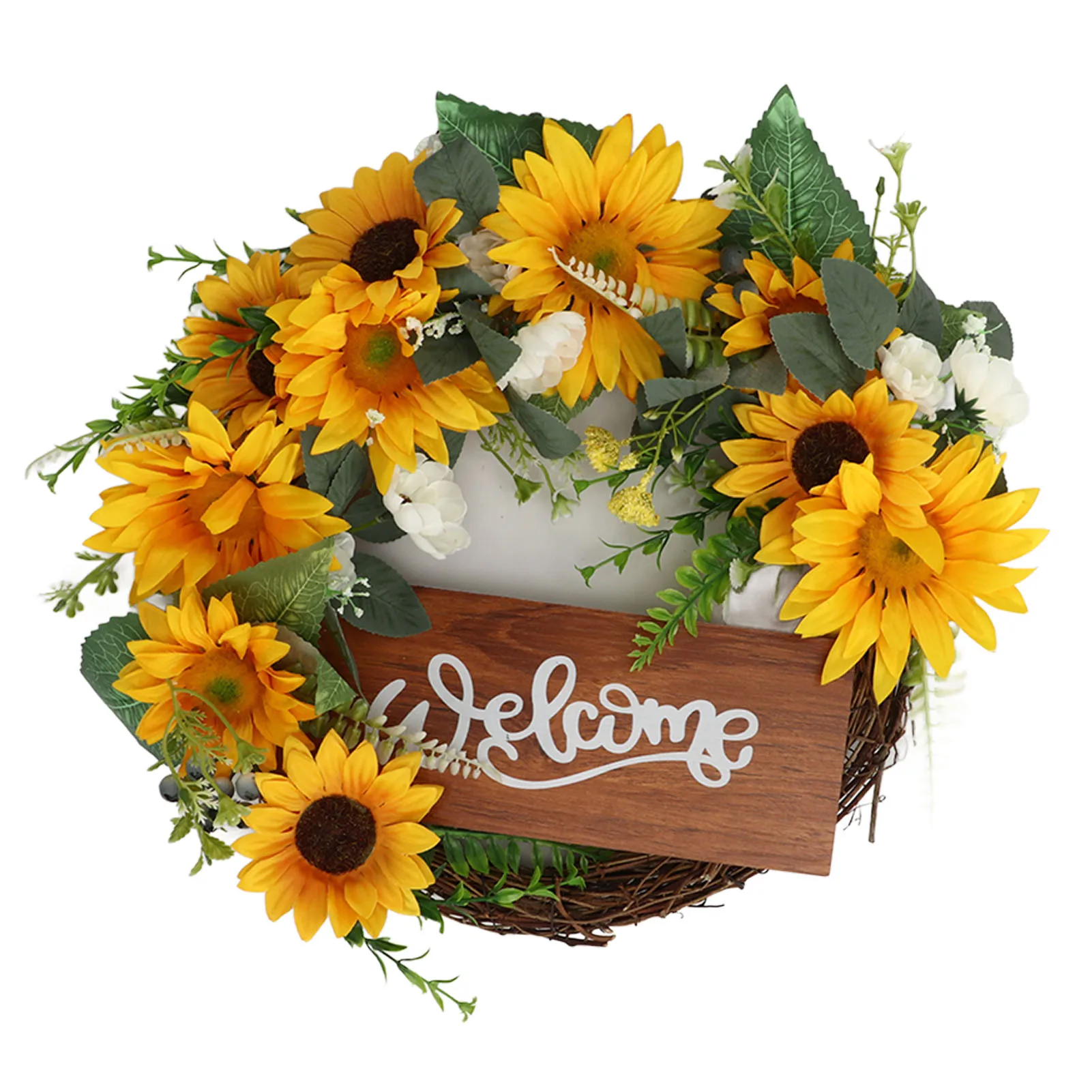 Rustic-Farmhouse-Decorative-Floral-Wreath-Artificial-Sunflower-Wreath ...