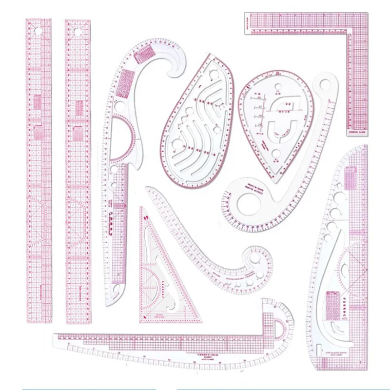 11-Styles-Clear-Metric-Sewing-Ruler-Set-Plastic-Sew-French-Curve-Ruler ...