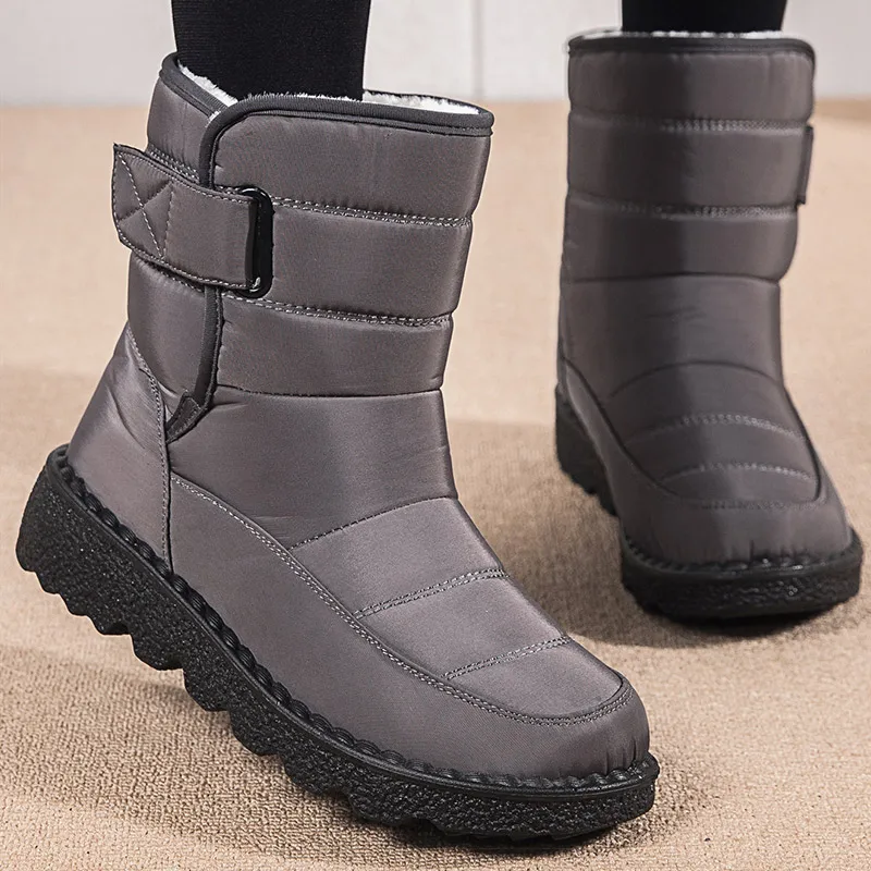 Botas de nieve súper cálidas para mujer, botines de goma con tacón ...