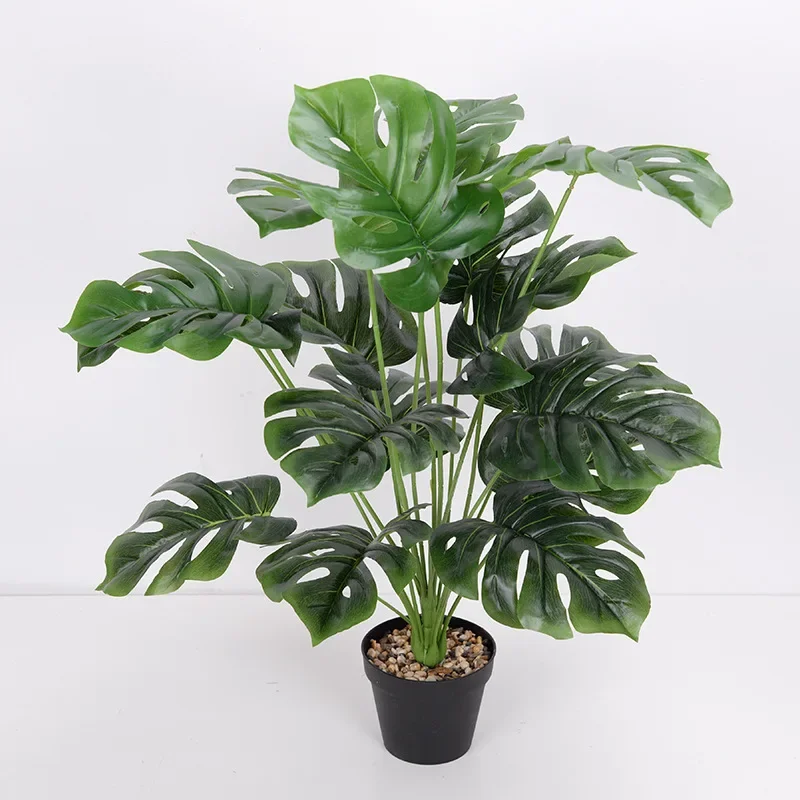 Artificial-Plants-Green-Palm-Leaves-Monstera-Home-Garden-Living-Room ...