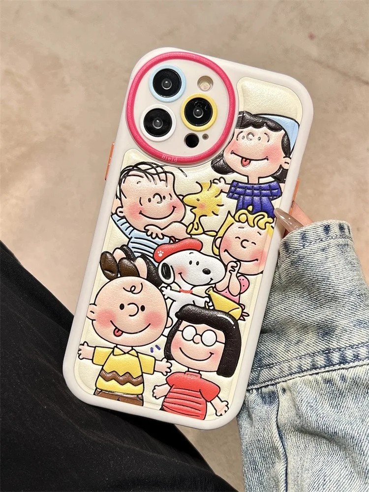 Snoopy-Happy-Family-Charlie-Brown-funda-de-tel-fono-de-cuero-suave-de ...