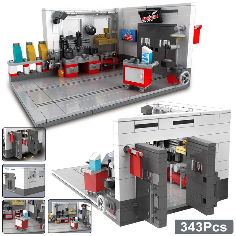 Technical-Expert-343Pcs-Speed-Champion-Car-Garage-Model-Building-Blocks ...