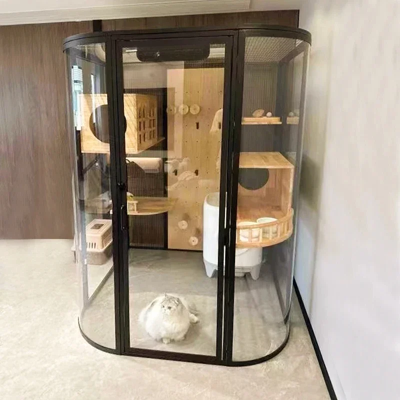 A Panoramic Glass Cat Villa Large Free Space Fully Automatic Litter Box ...