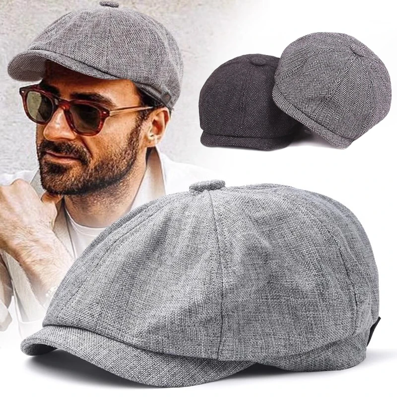 Retro-Tweed-Newsboy-Hat-for-Men-Beret-Gatsby-Beret-Hats-Street-Caps ...
