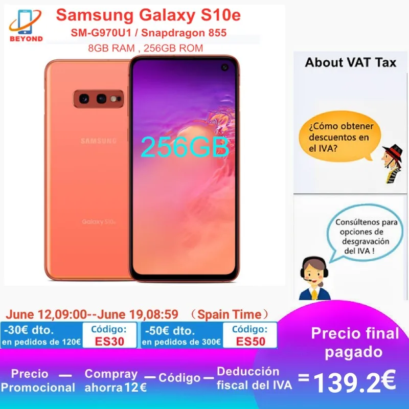 Samsung-Galaxy-S10e-G970U1-256GB-de-ROM-8GB-de-RAM-Snapdragon-855-ocho ...