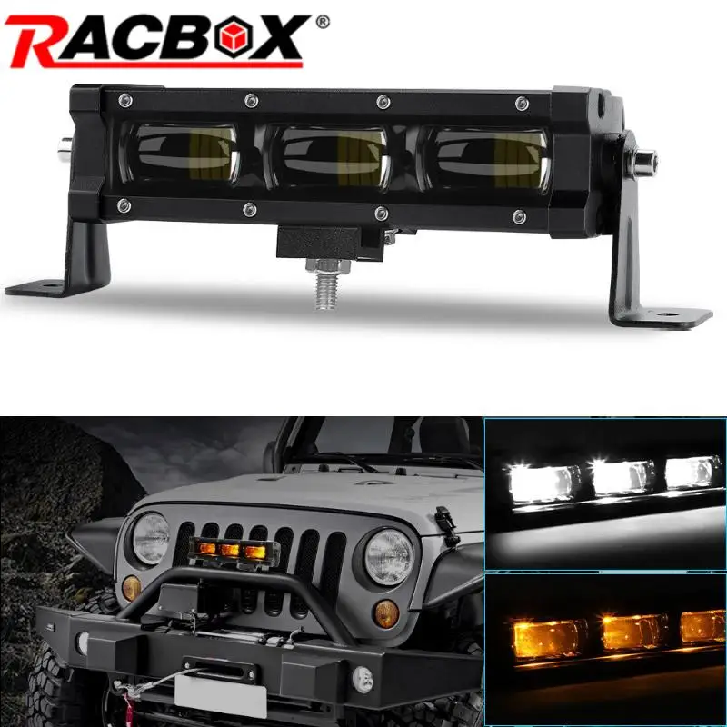 8-inch-Slim-LED-Light-Bar-White-Driving-Beam-Amber-DRL-Work-Light-for ...