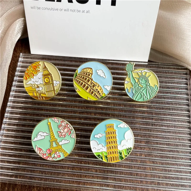 Famous-Landmark-Architectural-Enamel-Brooch-Creative-Cartoon-Eiffel ...
