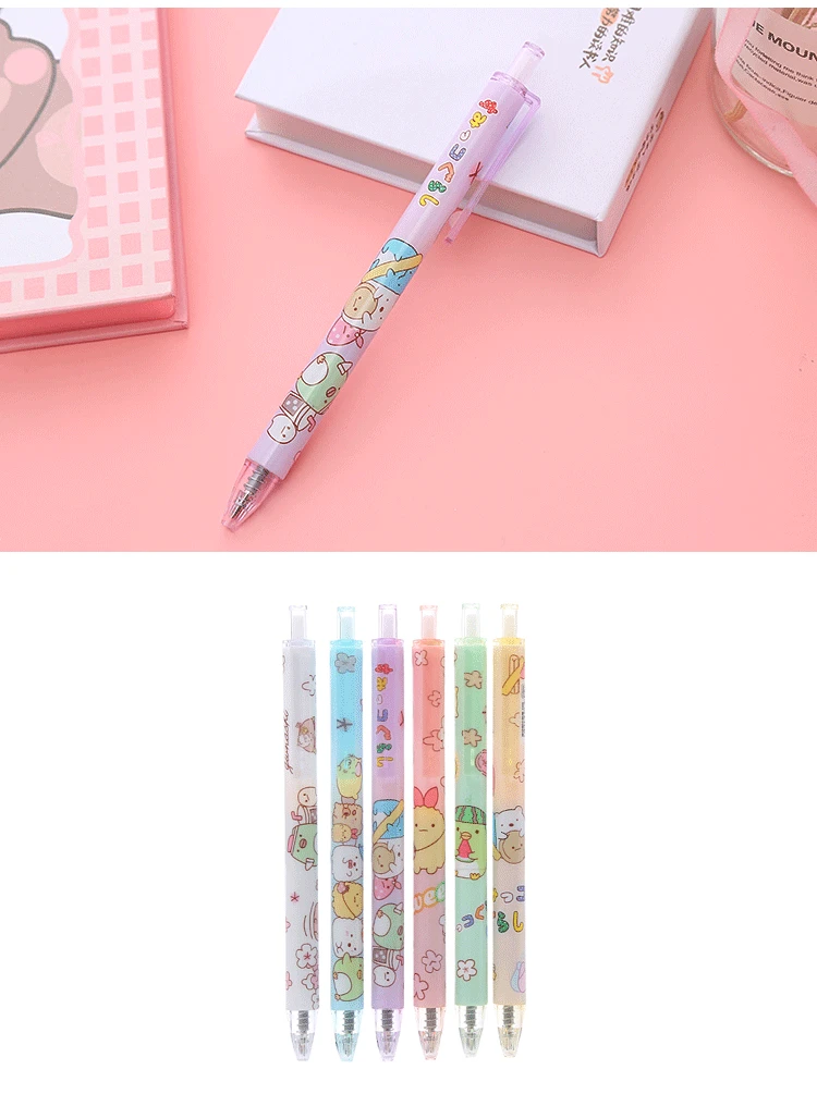 6 Pcs/Set Anime Cute Sumikko Gurashi Press Gel Pens 0.5mm Black Ink ...