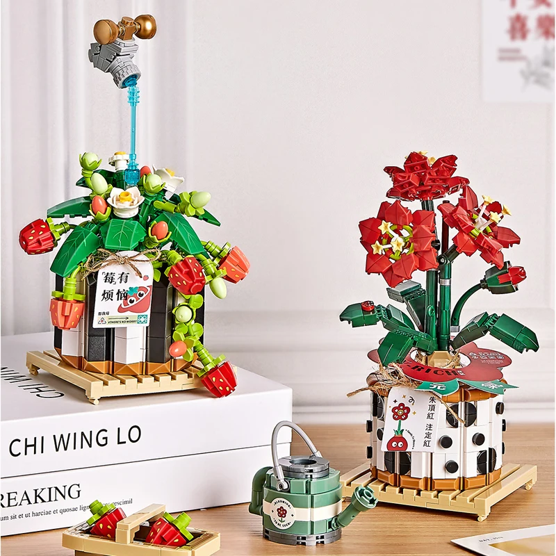 Strawberry-Plants-Micro-Building-Block-LOZ-Potted-Plant-Amaryllis-Eternal-Flower-Mini-Bricks ...