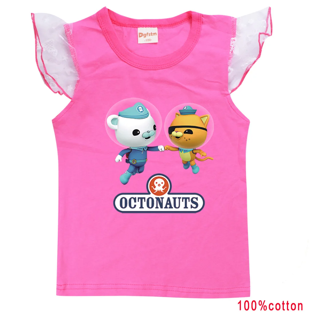 2022 Octonauts Print Clothes Kids Lace Flying Sleeve T Shirt Children ...