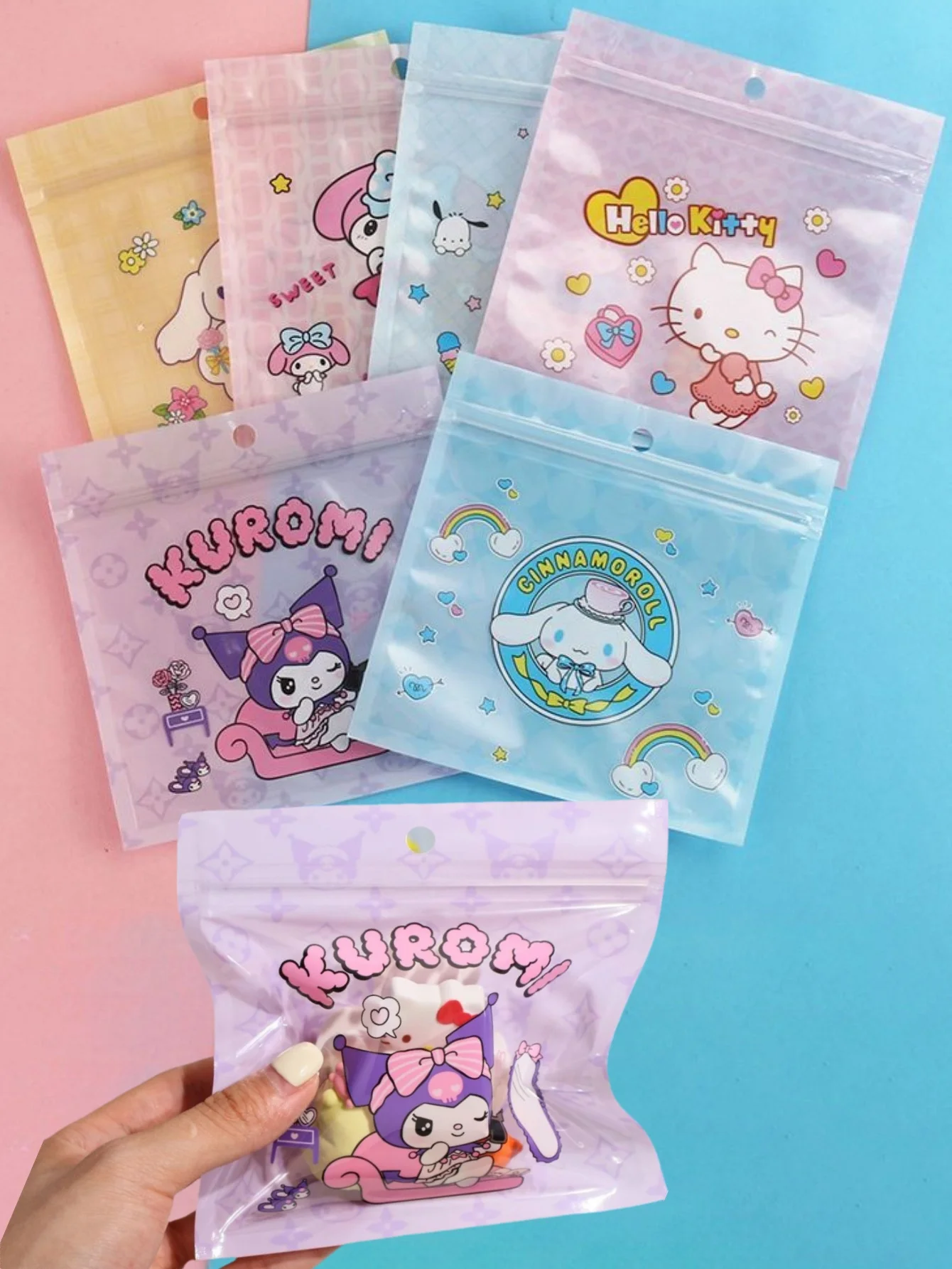 10pcs hello cute kitty sanrio my melody kuromi cartoon ziplock bag ...