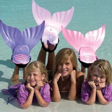 7-15 Years Boys Girls Swim Fins One Piece Children’s Mermaid Diving ...