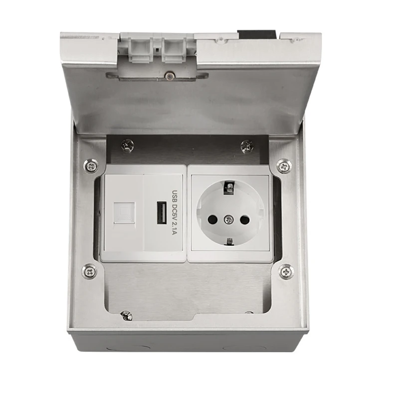 Open-Floor-Socket-Stainless-Steel-Clamshell-Eu-Standard-Power-Socket ...