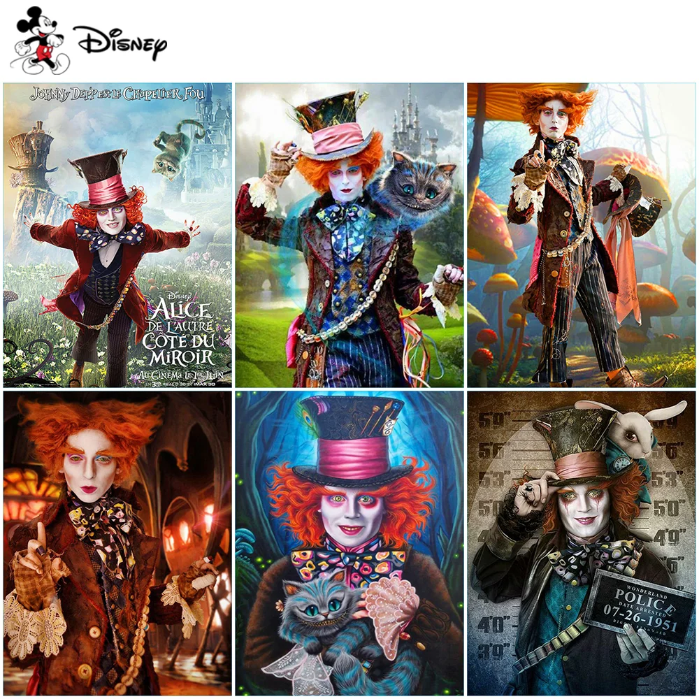 Disney Diamond Painting Mad Hatter And Laughing Cat Mosaic Alice In The ...