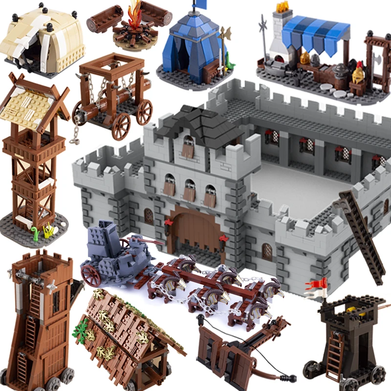 Medieval-Castle-Model-Building-Blocks-Knights-Soldiers-Weapon-Carriage ...