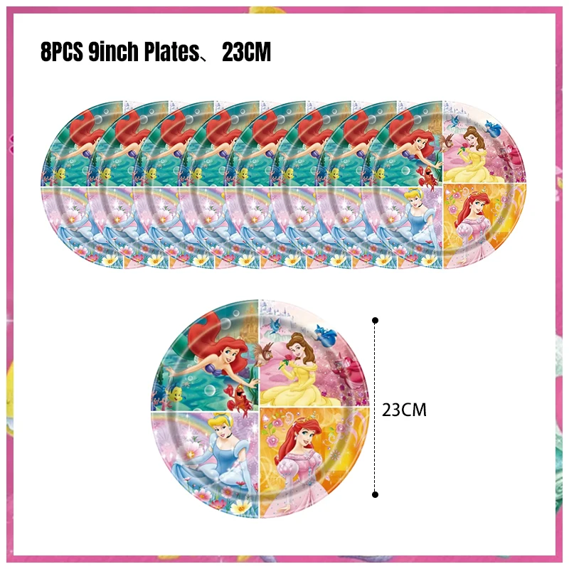 Suministros de decoración para fiestas de cumpleaños de princesas de Disney, Blancanieves, Bella ...