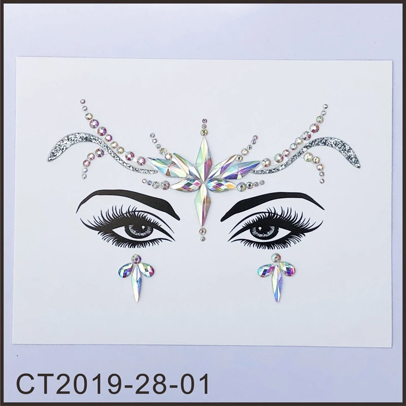 3D Face Jewels Sticker Temporary Tattoo Crtstal Rhinestone Stickers ...