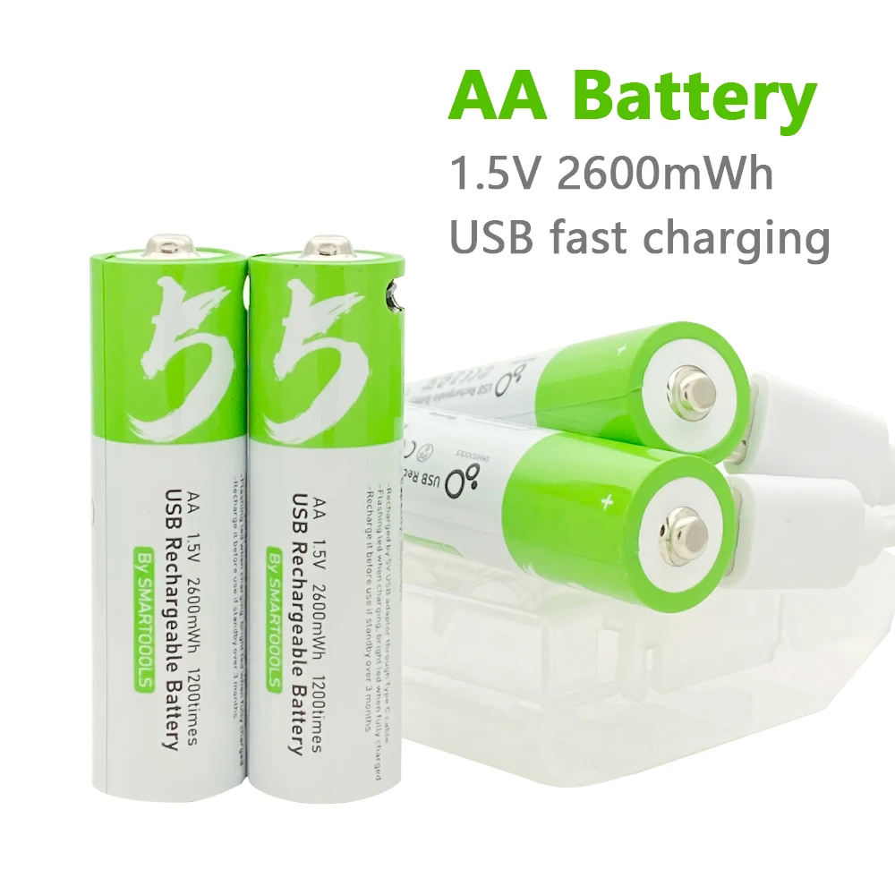 High-capacity-1-5V-AA-2600-mWh-USB-rechargeable-li-ion-battery-for ...