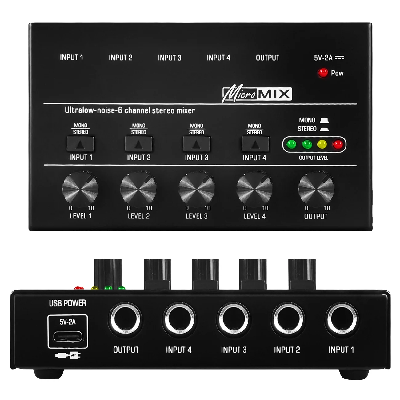 4-Channels-Mini-Stereo-Mixer-Audio-Mixer-Ultra-Low-Noise-Line-Mixer ...