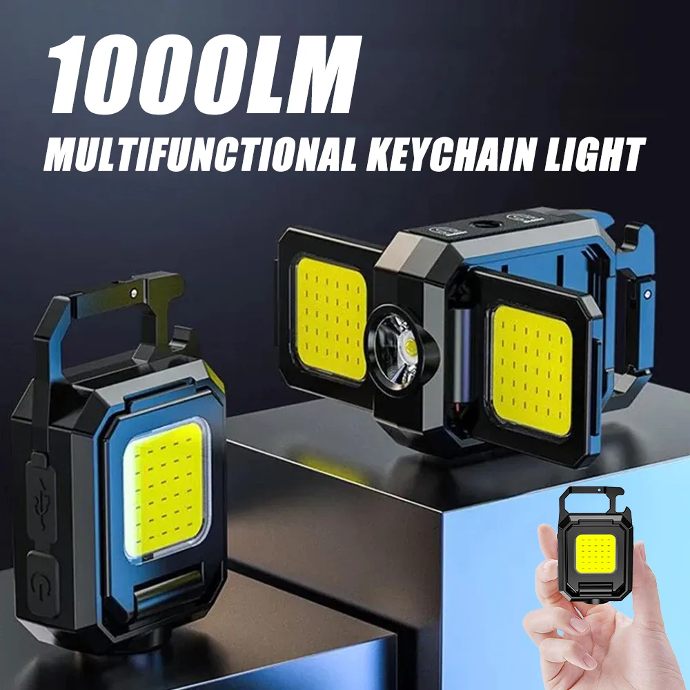 Mini Keychain Light 1000LM COB LED XPE Pocket Work Light USB ...