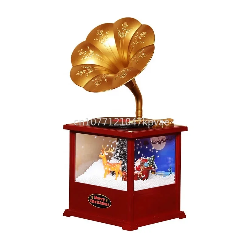 Classic-retro-phonograph-merry-christmas-craft-antique-with-snow ...