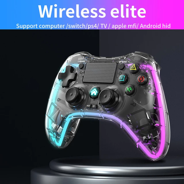 Mando de juego inalámbrico RGB Dualshock para PS4, mando transparente ...