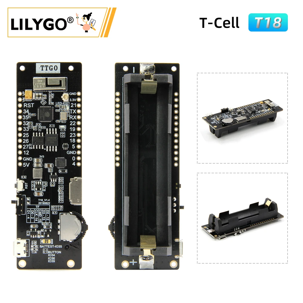 LILYGO® TTGO T Cell ESP32 Development Board WiFi Bluetooth Wireless Module 18650 Battery Seat ...