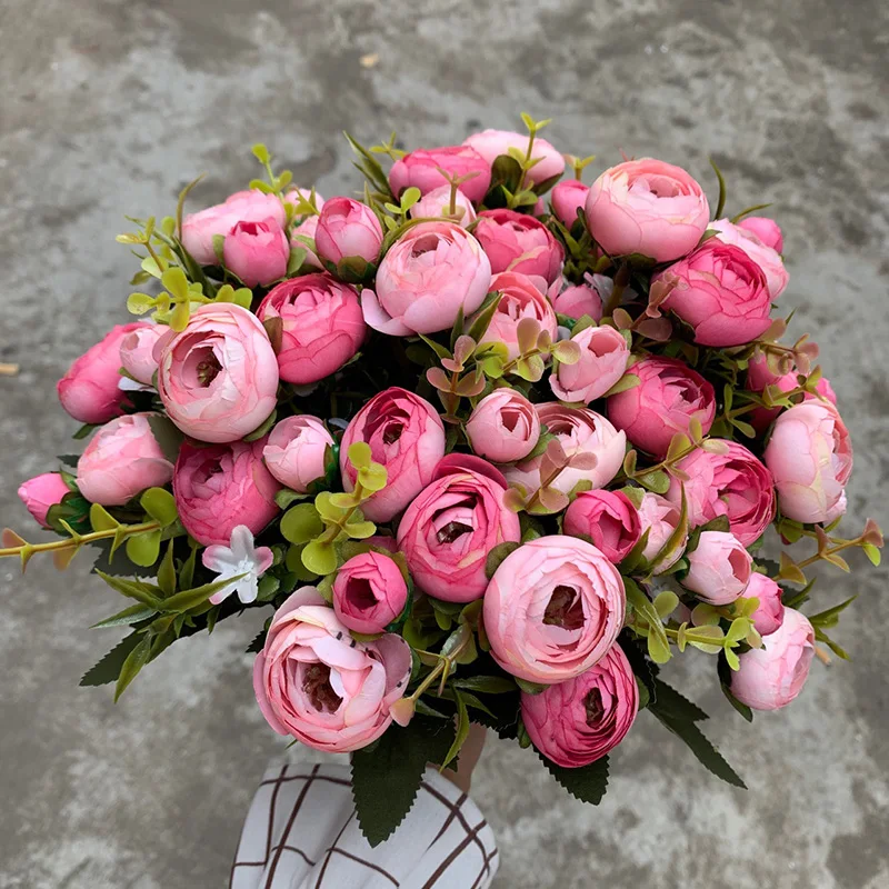 10-Heads-Vintage-Tea-Roses-Artificial-Flowers-6-head-4-Small-bud ...