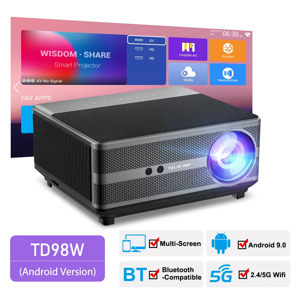 Thundeal Td98w Full Hd 1080p Projector Wifi Led 2k 4k Video Movie Smart ...