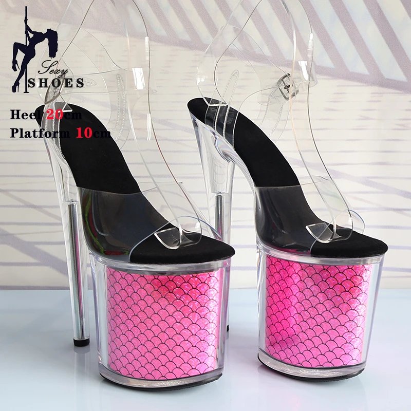 Colorful-Fish-Scale-Pole-Dancing-Shoes-Open-Toe-Crystal-Platform-High ...