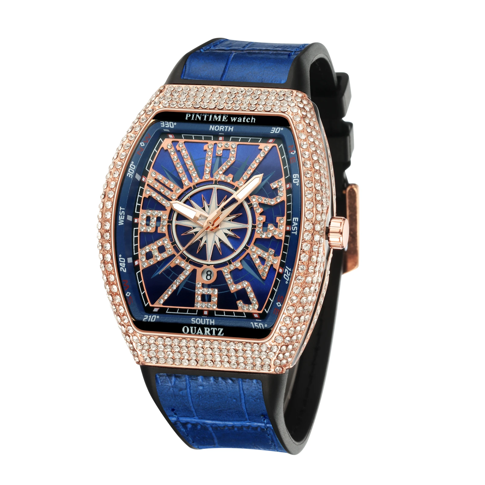 PINTIME Reloj de lujo para hombre, pulsera de cuarzo brillante con ...