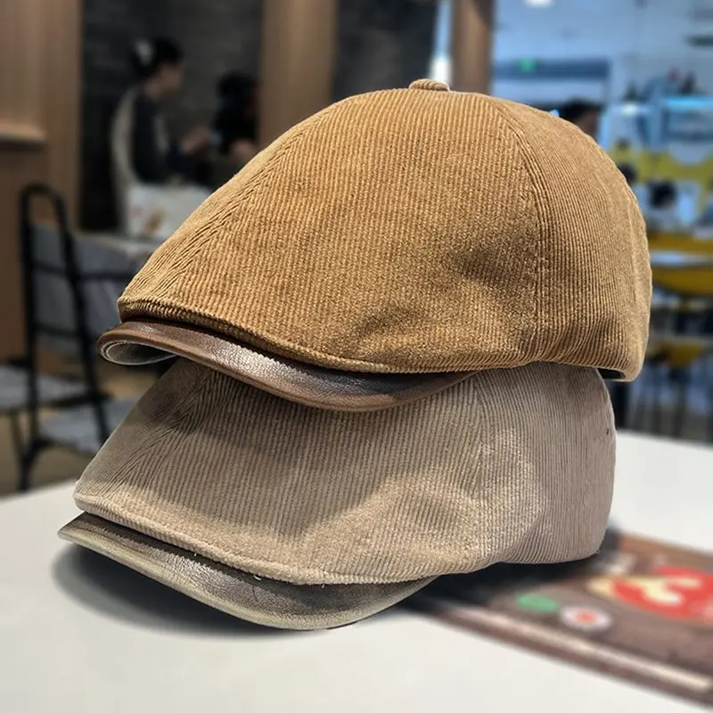 British Retro Vintage Distressed Solid Color Newsboy Cap for Women ...